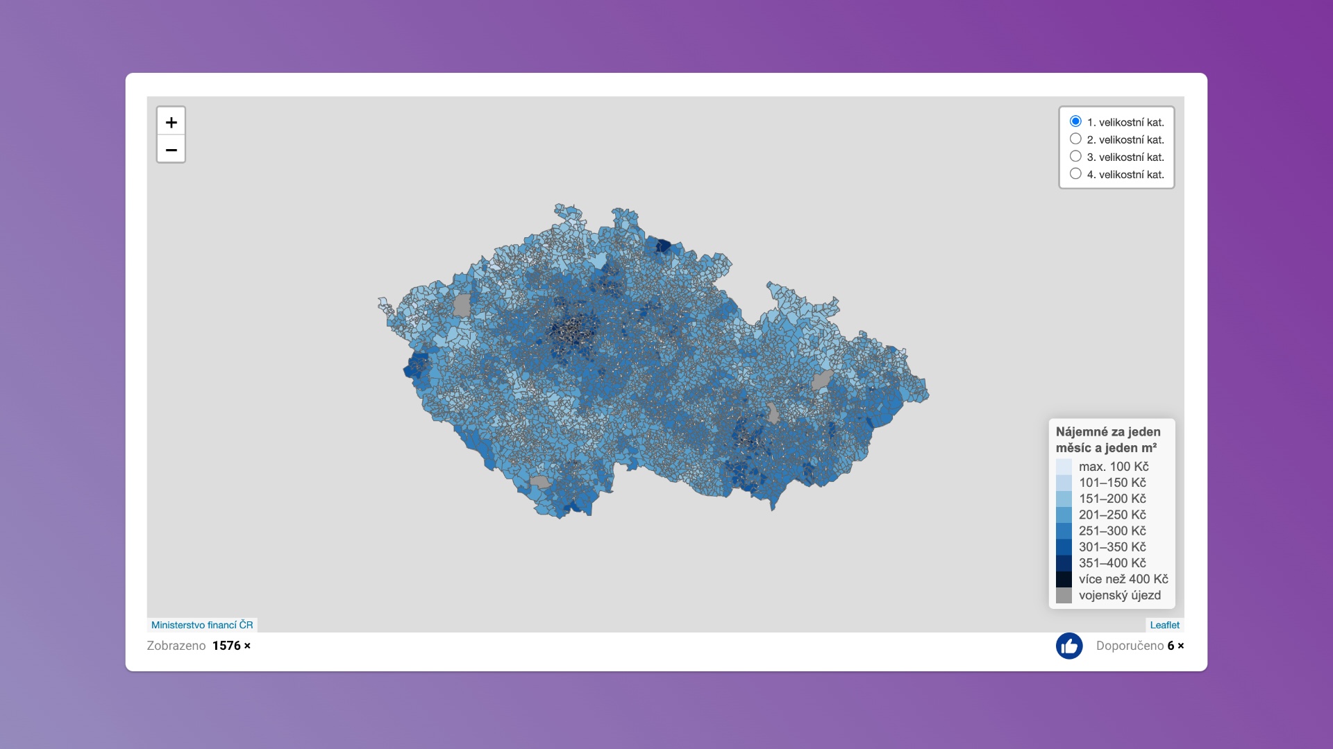 Ministerstvo financí vytvořilo interaktivní mapu, která ukazuje tržní ...